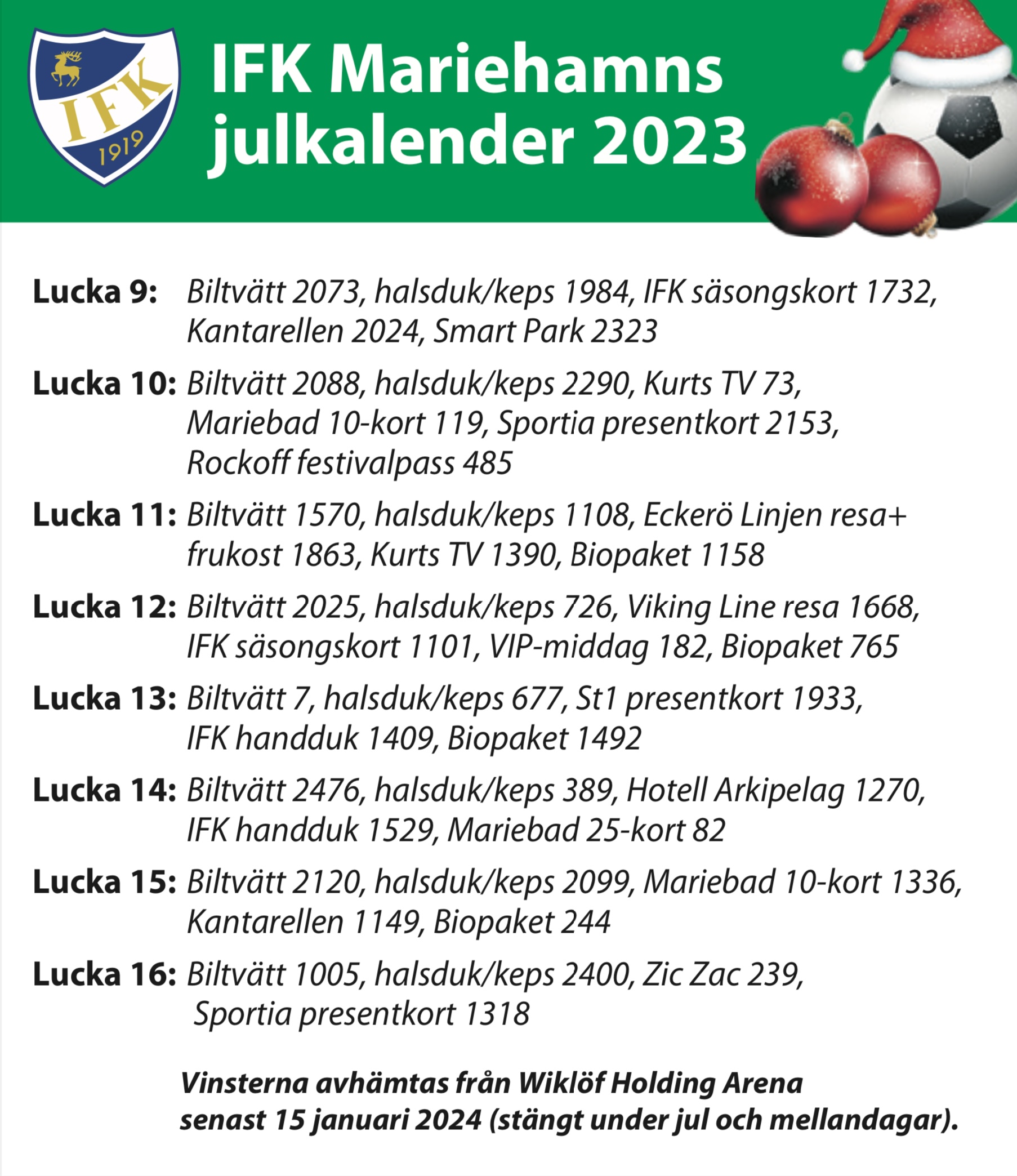 IFK Mariehamns julkalender 2023 | IFK Mariehamn