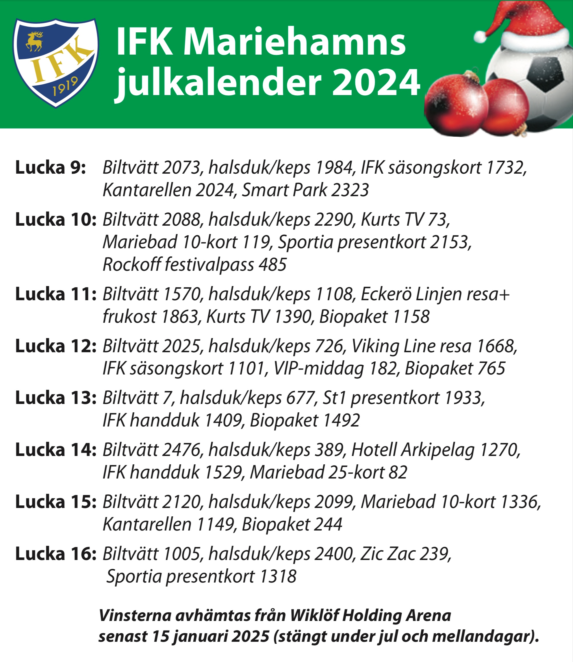 IFK Mariehamns julkalender 2024 | IFK Mariehamn